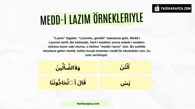 MEDDİ LAZIM TECVİDİ Örnekleriyle -10 - Fasih Arapça